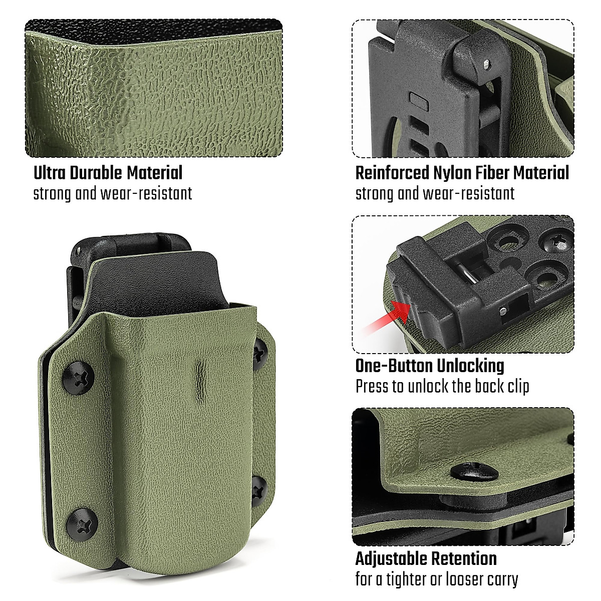 TACTICAL GEEK TX3 Multi-Tool Sheath, Multi Tool Holster, Thickness Adjustable Multi-Tool Holder with Back Clip for Belt, Multi-Tool not Included(Green)