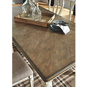 Signature Design by Ashley Realyn Dining Room Extension Table, Chipped White & Design by Ashley Realyn Dining Room Upholstered Chair Set of 2, Antique White