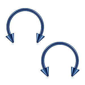 Ruifan 316L Surgical Steel CBR Horseshoe Circular Rings Nose Eyebrow Tragus Lip Ear Hoop Ring Piercing With 3mm Spikes 20G 10MM 12PCS