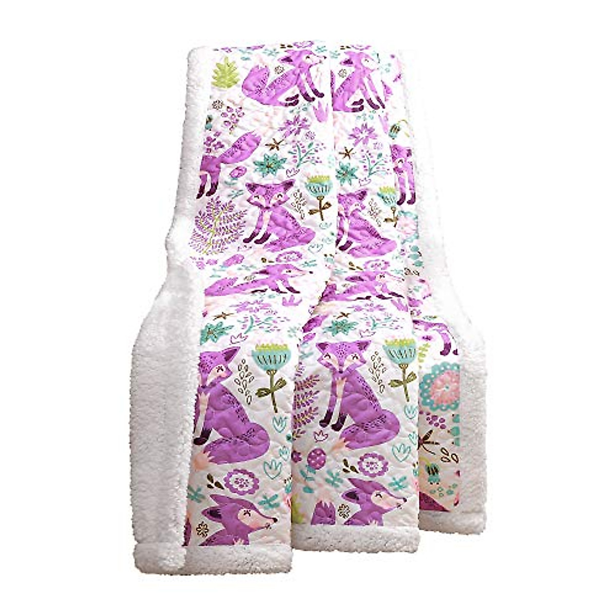 Lush Decor Pixie Fox Sherpa Throw, 60" x 50", Purple and Pink
