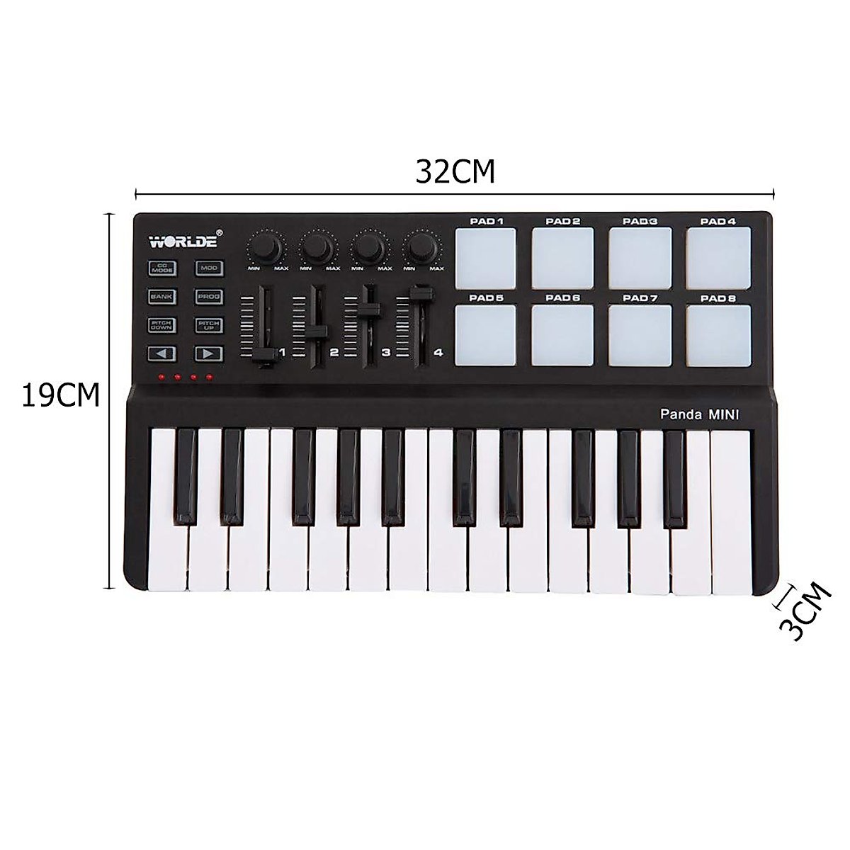 Btuty 25-Key MIDI Keyboard Panda mini Portable Mini Drum Pad MIDI Controller, USB