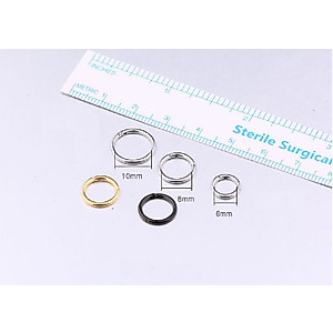 3Pairs Stainless Steel 16G Sleeper Earrings Septum Hinged Clicker Nose Lip Ring Helix Daith Cartilage Tragus Piercings Jewelry 6/8/10mm (Black)