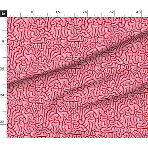 Spoonflower Fabric - Neon Pink Big Brains Zombie Brain Anatomy Gross Nature Printed on Petal Signature Cotton Fabric Fat Quarter - Sewing Quilting Apparel Crafts Decor