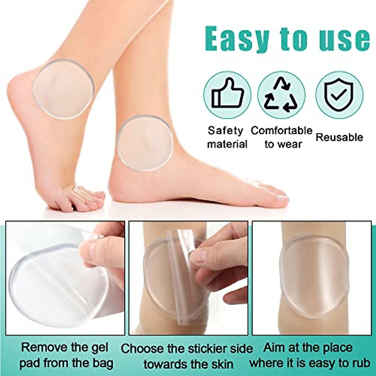 6 Pcs Gel Ankle Pads Ankle Gel Discs Ankle Protector Brace Roller Skates Accessories for Men Women Boots Figure Ice Skating Hockey Inline Hiking Riding Ski Ankle Protection