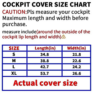 Chuanke Kayak Cockpit Cover UV60+ 420D Oxford Adjustable Canoe Dust-Proof and Waterproof Seat Cover. (M)