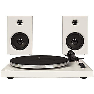 Crosley T150A-WH Modern 2-Speed Bluetooth Turntable System with Variable Weighted Tone Arm and Stereo Speakers, White