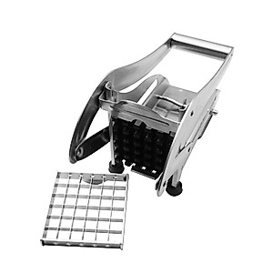 CQKWCGAB French Fry Cutter with 2 Thicker Blades | Press to Cut| non-slip mat |Cucumber,Vegetable Carrot and Potato Slicer | Fit with Air Fryer | Cutting Machine Tools for Kitchen (Extra Thicker)