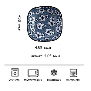 YXWXY Ceramic Snack Plate 4 Pcs Blue Style D Dessert Salad Plates 4.3Inch Ceramic Dishes Japanese Bowl Sushi Sauce Seasoning Dishes Dipping Bowls For Condiment Sushi Ketchup Bbq Party