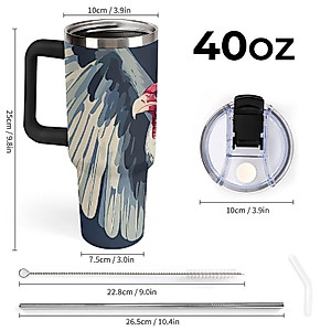 Flying Vulture Large Capacity Insulated Car Cup Travel Coffee Mug 40 Oz Reusable Tumblers with Straw and Lid