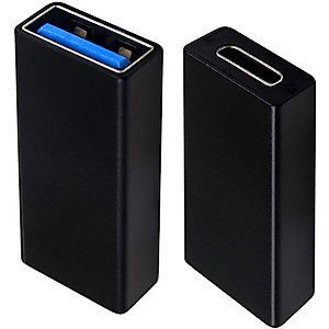 Duttek USB C to USB 3.0 Adapter, USB to USB C Adapter, USB 3.0 Female to USB C Female Adapter Connector Compatible with Google Pixel, Huawei etc 2 Pack (Black)