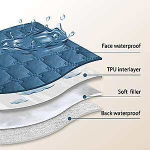 gogobunny 100% Double-Faced Waterproof Dog Bed Cover Pet Blanket Sofa Couch Furniture Protector for Kids Children Dog Cat, Reversible (82x102 Inch (Pack of 1), Dark Blue/Light Blue)