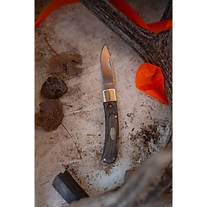 Old Timer Heritage Series 5OT Bruin 6.5in Traditional Lockback Folding Knife with Stainless Steel Drop Point Blade, and Laminate Wood Design Handle for Hunting, Camping, Every Day Carry, and Outdoors