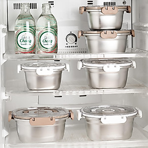 CHENMUYI Stainless Steel Food Containers with Lids Stainless Steel Lunch Bento Box Kitchen Snack Storage Containers Reusable&Stackable Metal Container for Home, Travel, Work, Party, Leftovers (white)