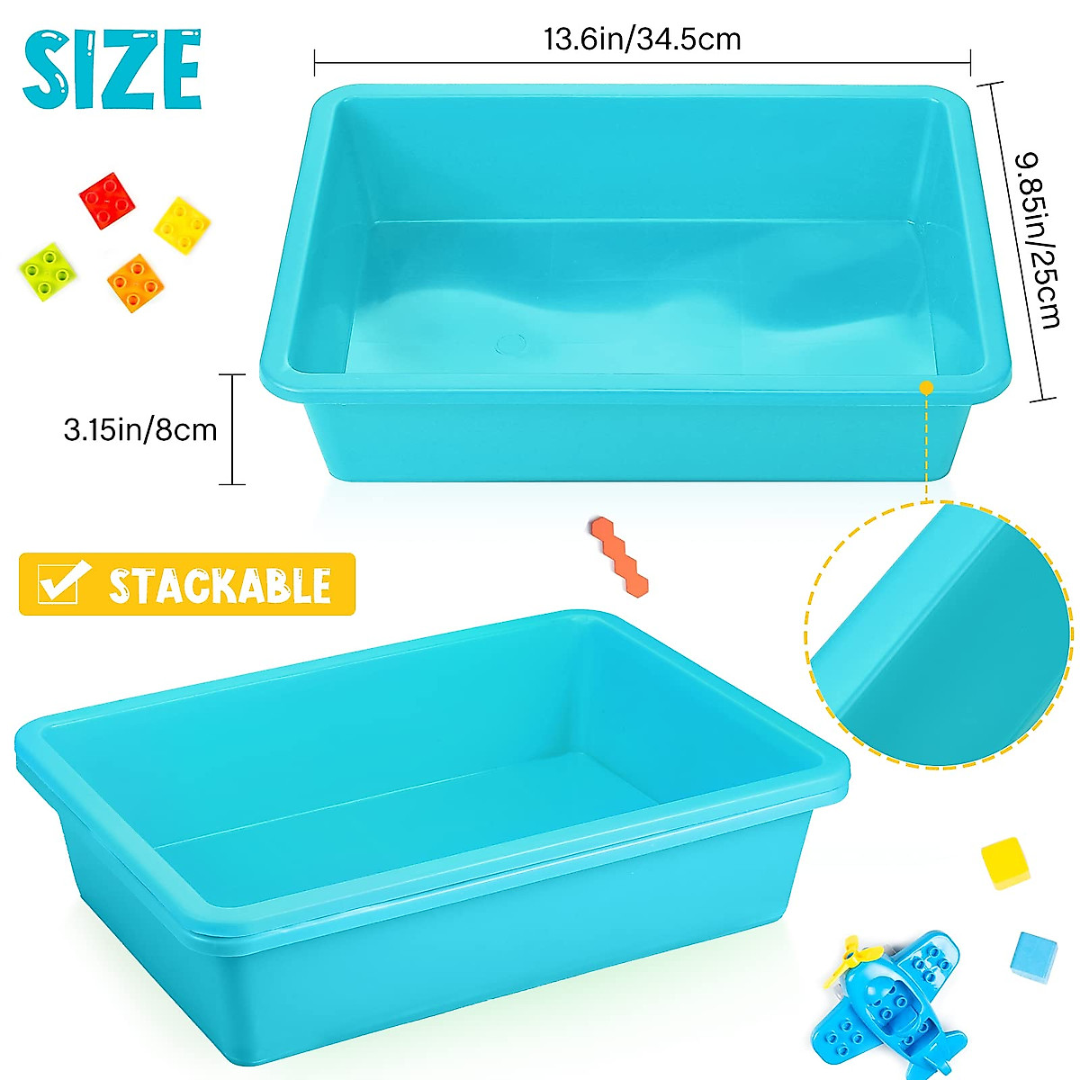 Kigley 10 Pcs Flat Storage Tray Organizer Bin Letter Size Paper Trays for Classroom Art Activity Plastic Stackable File Paper Organizer for Teacher Students School Office Book Organization