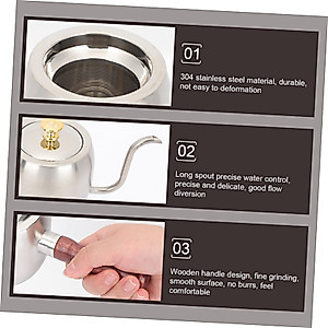 CONGARTENO Wooden Handle Coffee Pot Hand Drip Coffee Turkey Coffee Pot Coffee Pot Gas Tea Pitcher Stainless Tea Kettle Coffee Espresso Maker Coffee Makers Teapot Stainless Steel