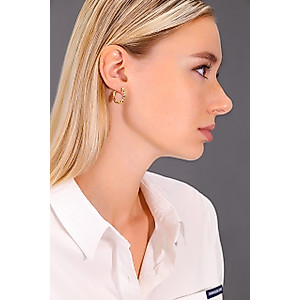 14k Yellow Gold Twisted Hoop Earrings with Engraved Ridges (20mm -0.8'')…