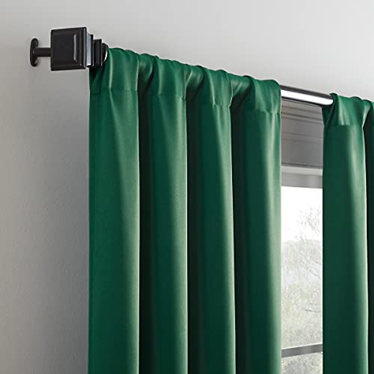 Eclipse Darrell Modern Blackout Thermal Rod Pocket Window Curtains for Bedroom or Living Room (Single Panel), 37 in x 84 in, Emerald