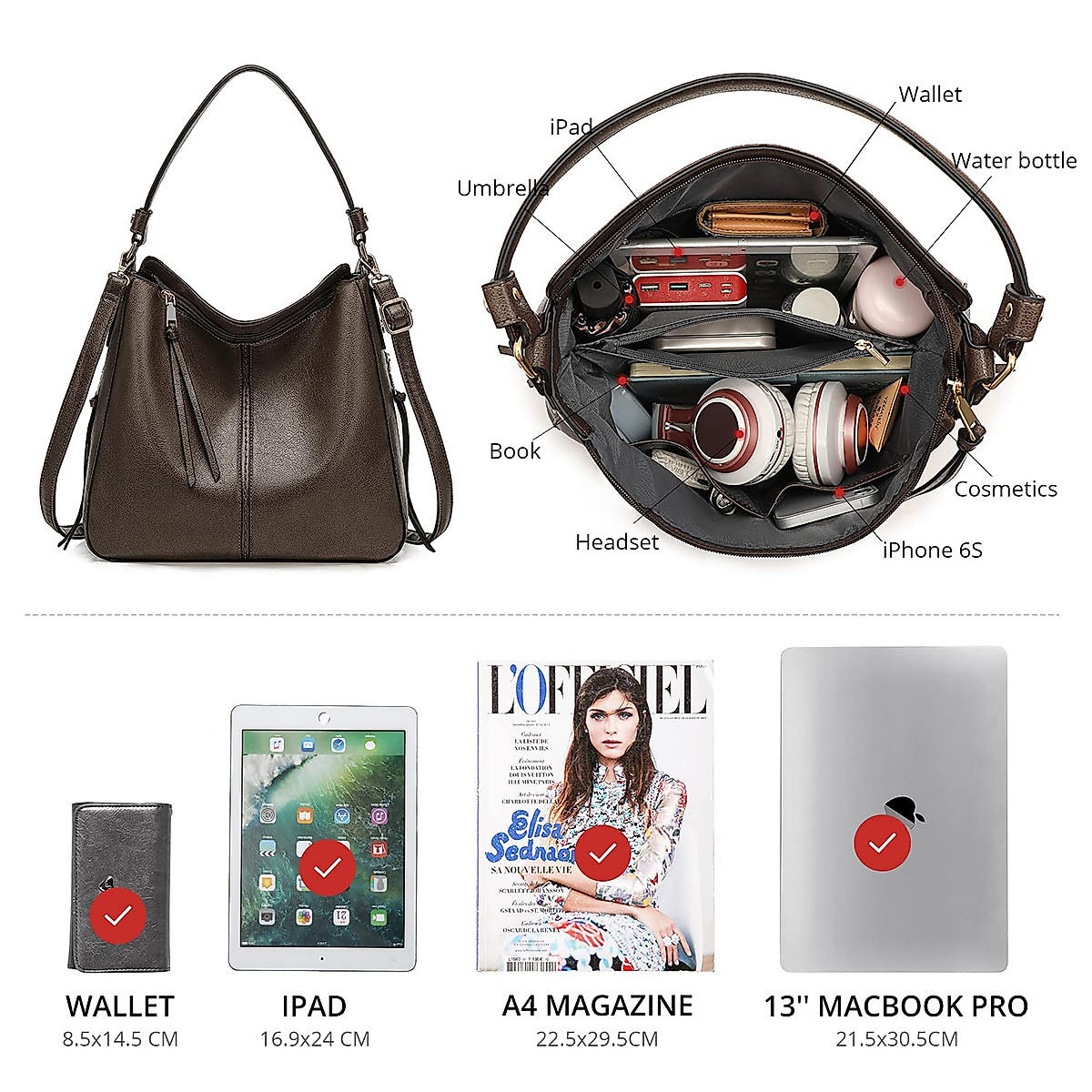 Realer Hobo Handbags for Women Large Hobo Bags Purses PU Leather Purses and Handbags Womens Purses Ladies Crossbody Bag