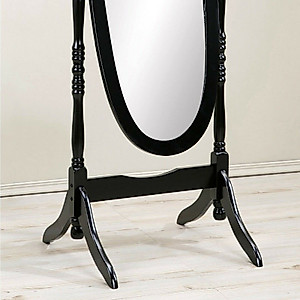 OBIOZZ Floor Mirror, Full Body Mirror Full Length Mirror Standing Floor Mirror Wood Full Length Oval Shape Free Standing Wooden Large Black Dressing Mirror for Bedroom Living Room