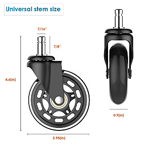 Luv America Replacement Office Computer Desk Chair Wheels or Casters for Hard Floors or Carpet | Highest Load Capacity | Comfortable Gliding | Extends Home or Office Chair Life.
