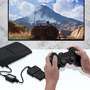 Mcbazel Playstation 2 Controller to USB Adapter for PC or Playstation 3 Converter Cable for Sony DualShock PS2 PS3 Controllers (NOT Compatible with Dancing Mat Guitar Hero)