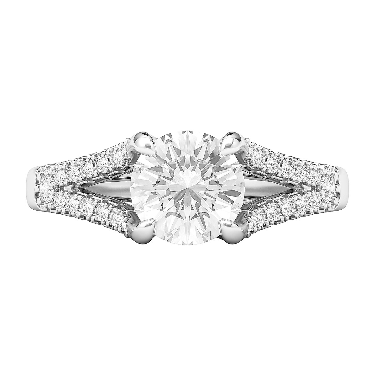 Sterling Silver Split Shank Trellis Simulated 1.0 CT Diamond Engagement Ring Promise Bridal Ring For Women (7.5)