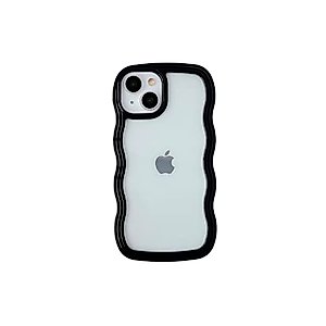Cute tranparent Shockproof Wavy case (Black)