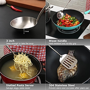 Barenthal Cooking Utensil Set,304 Stainless Steel Kitchen Utensils with Wood Handle, 4 Pieces Kitchen Stainless Steel Cookware Set Utensils - Slotted Spatula, Pasta, Spoon, Soup Ladle Set