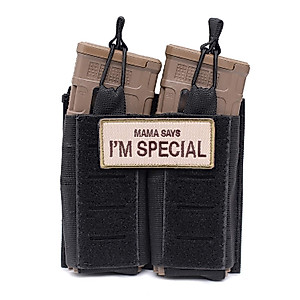 Double Mag Pouch Molle Open-Top Double Magazine Pouch for M4/M16/AR/AK Rifle Magazines (Black)