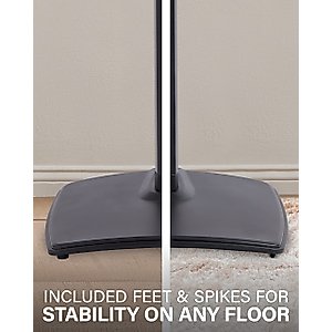 SANUS Adjustable Height Wireless Speaker Stands Designed for Sonos One, One SL, and Play:1 - Tool-Free Adjustment up to 16" and Built-in Cable Management (Black)