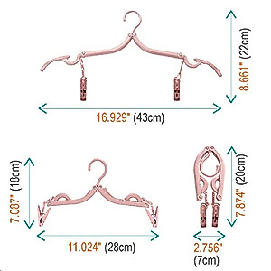 12 Pcs Folding Clothes Hangers, Portable Travel Clothes Hangers with Clips Plastic Non-Slip Pants Skirts Underwear Clothes Hangers Drying Rack for Home Outdoor Travel (12PCS)