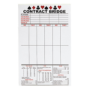 Best Paper Greetings 250 Sheets Contract Bridge Score Pads and Tallies, Game Scoring Cards Supplies, Large Print with Trick Values (5 Notepads)