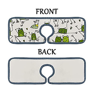 Absorbent Kitchen Faucet Mat 4 Pieces Funny Frogs Cute Animals Faucet Sink Splash Guard Bathroom Counter and RV,Faucet Counter Sink Water Stains Preventer