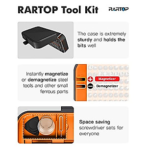 RARTOP Upgraded Precision Screwdriver Set, 130 in 1 with 120 bits Repair Tool Kit, Magnetic Screwdriver Set with mini built-in box for Electronics iPhone Jewelers Game Console Passion Orange