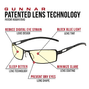 GUNNAR - Premium Gaming and Computer Glasses - Blocks 65% Blue Light - SheaDog, Onyx, Amber Tint