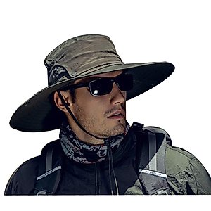 Mens Sun Hat with UV Protection Waterproof Wide Brim Sun Hat for Men Fishing Hiking Safari Camping Garden Outdoor Green