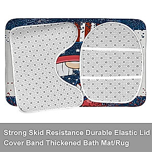 4 Pcs Shower Curtain Set 4th of July Patriotic American Gnome-1 with Non-Slip Rugs Toilet Lid Cover and Bath Mat Bathroom Decor Set 72" X 72"