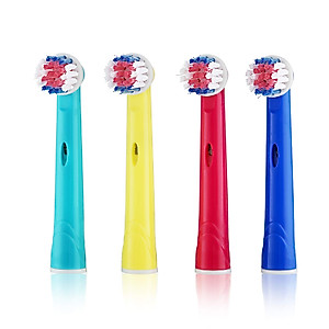 Kids Colored Brush Heads Compatible with Oral-B Kids, Vitality, Genius, Smart Series Pro, Triumph, Advance Power Toothbrush - 4 Pack