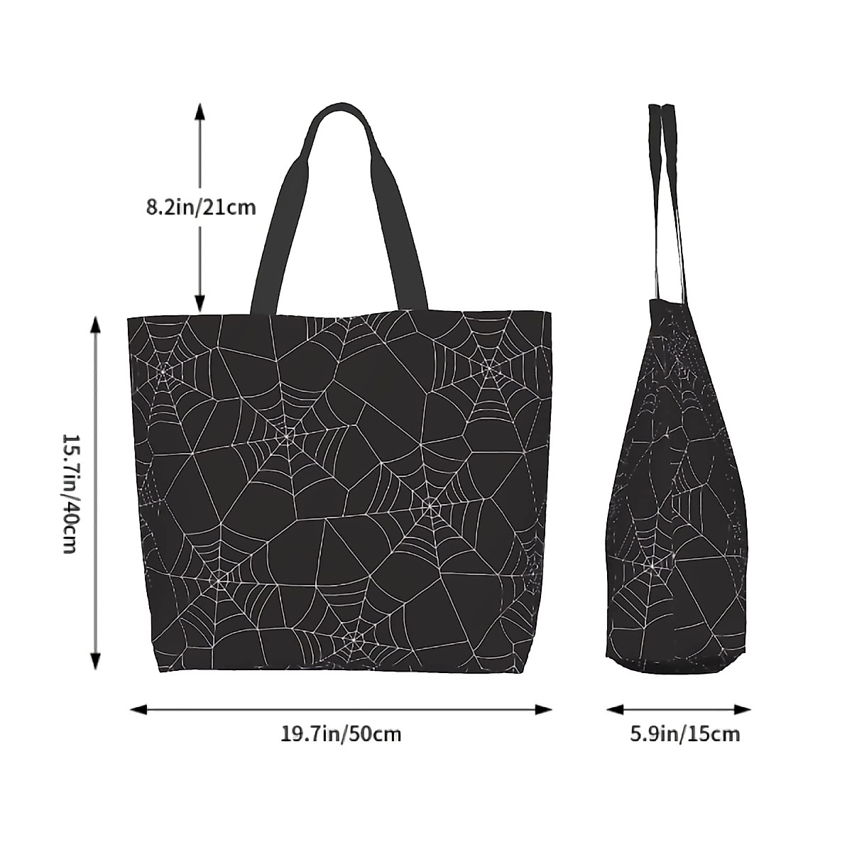 Cafl Spider Web Shoulder Bag Halloween Vector Large Reusable Eco-friendly Shopping Bags Portable Storage Handbag Convenient