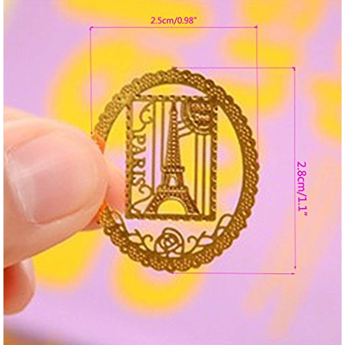 yueton Pack of 7 Mini Hollow Golden Metal Bookmarks Book Note Pad Memo Marker Label