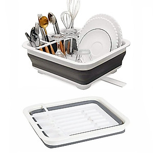 Collapsible Dish Drying Rack Portable Drainer Dinnerware Kitchen RV Campers Travel Trailer Storage Tray