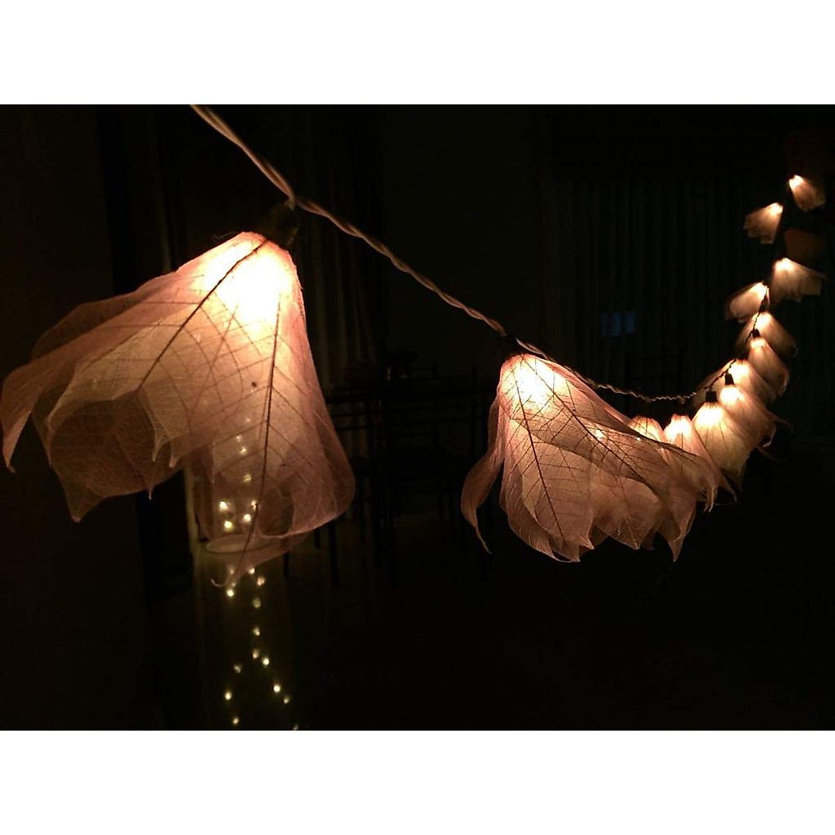 20 LED String Lights Pink Flower Fairy String Lights Leaves for Bedroom Window Curtain String Light Wedding Party Garden Outdoor Indoor Wall Decorations, Diameter 10cm (Long 9ft)