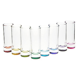 Juvale 24 Pack 2 oz Colorful Shot Glasses Bulk Set for Tequila, Whiskey, Vodka, Liqueurs, 8 Rainbow Colors