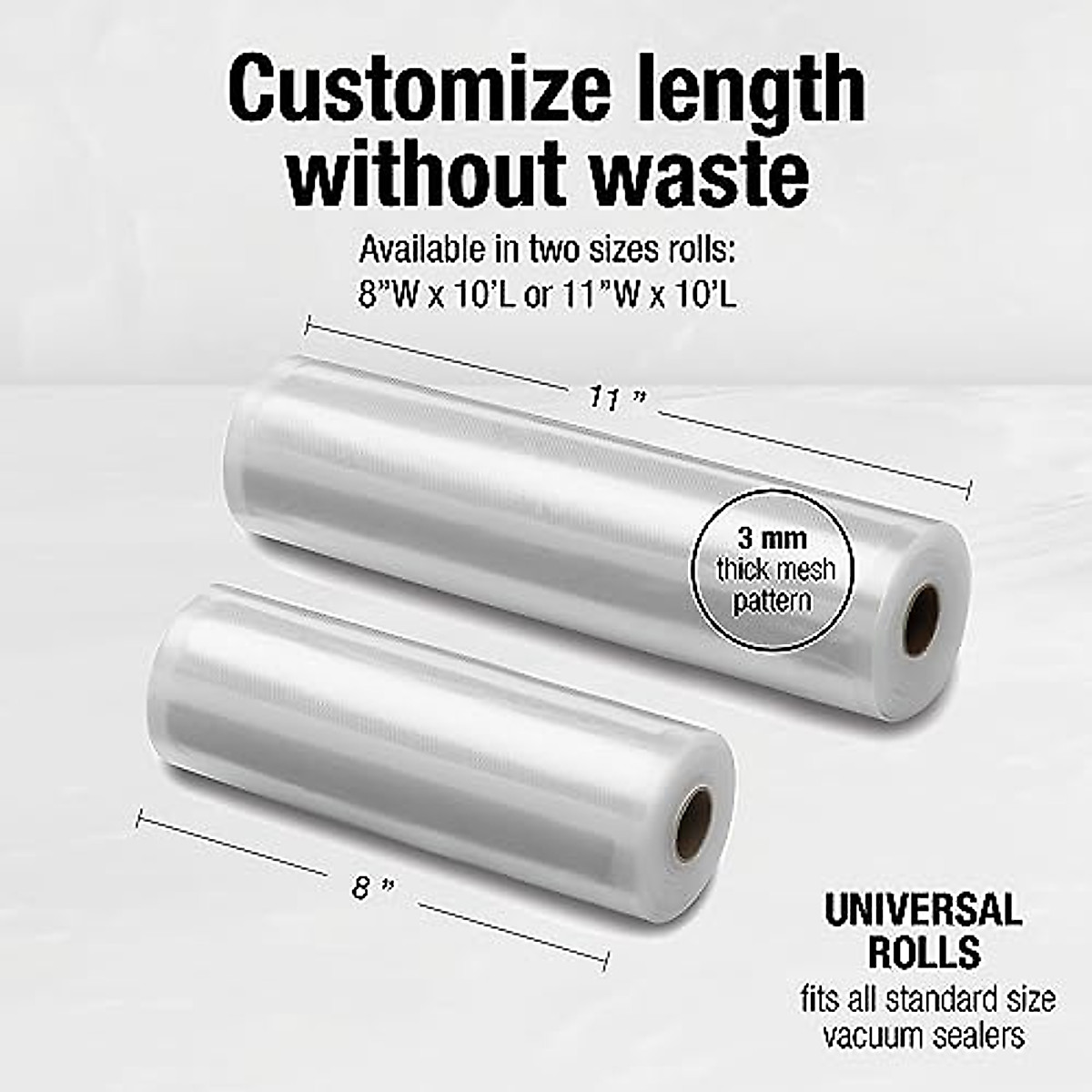 Cuisinart Universal BIODEGRADEABLE Vacuum Food Saver Sealer Bags (VSB-BD82C), 2-Pack, 8" inch x 10’ ft. Rolls, BPA Free, Microwave & Freezer Safe, Keep Food Fresh Longer