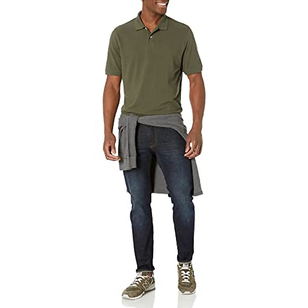 Amazon Essentials Men's Regular-Fit Cotton Pique Polo Shirt (Available in Big & Tall), Olive, X-Large