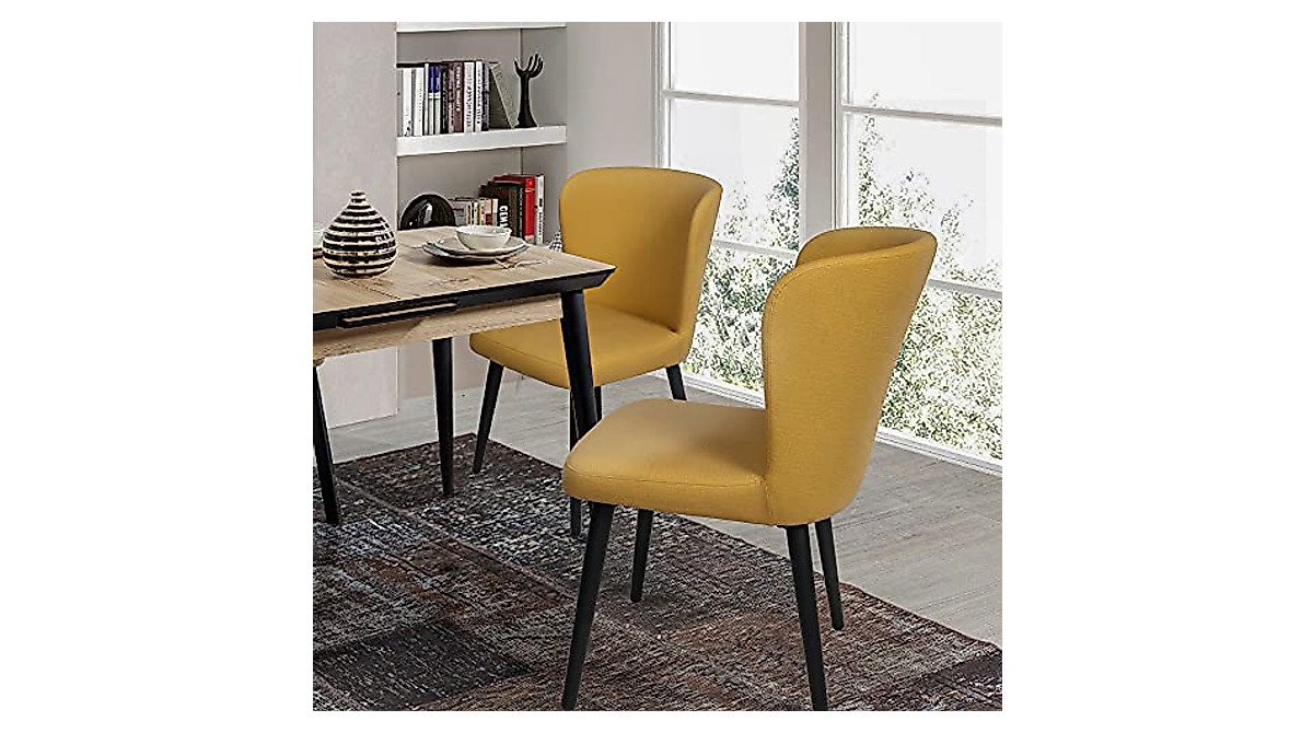 LUCKYERMORE Set of 2 Mustard Dining Chairs - 400 LBS Capacity