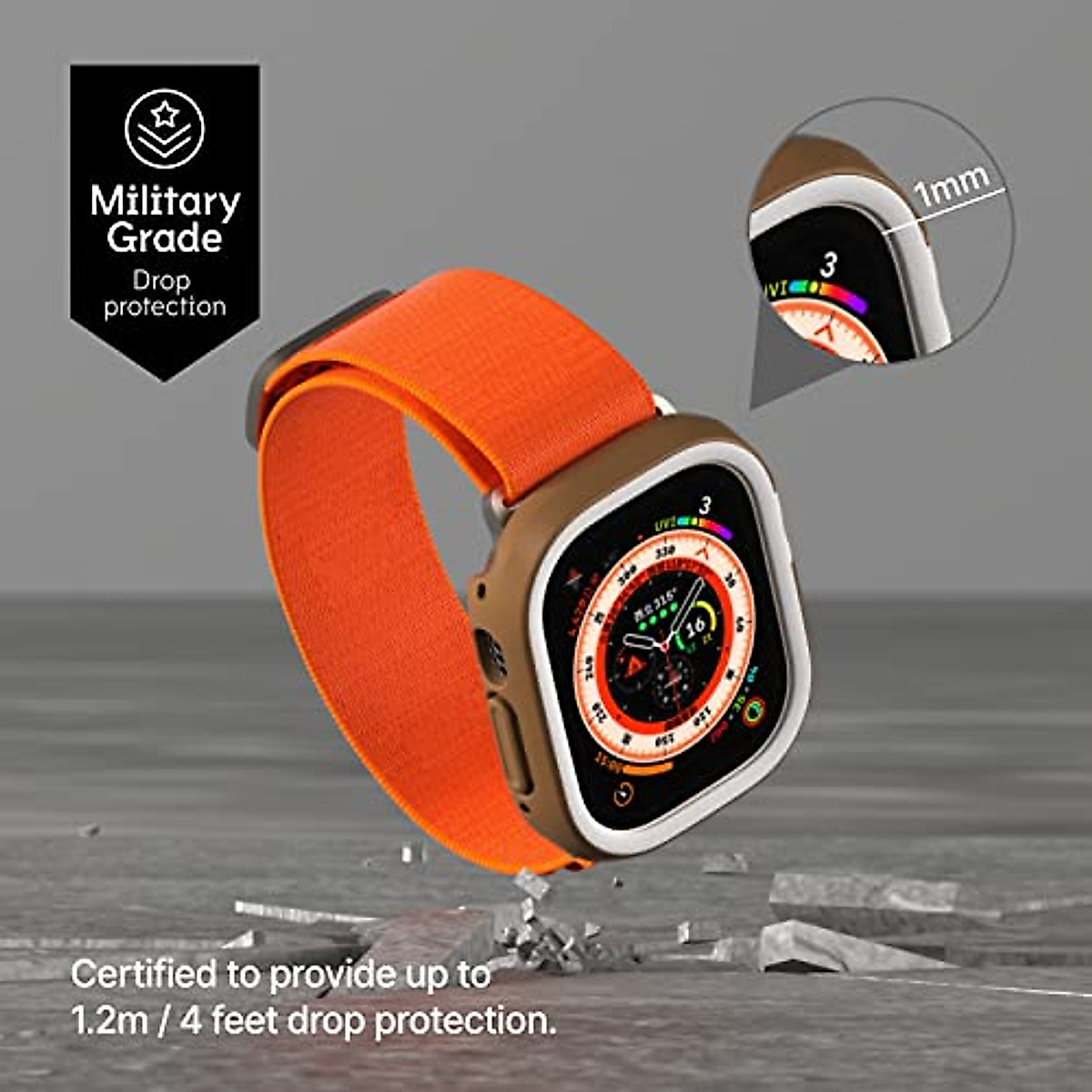 RHINOSHIELD Bumper Case Compatible with Apple Watch Ultra 2 / Ultra - [49 mm] | Slim Protective Cover - Lightweight and Shock Absorbent - Transparent