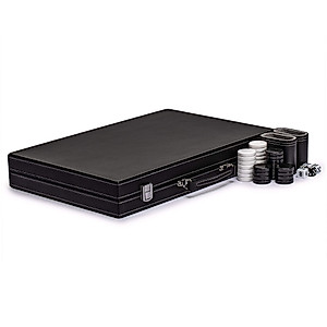 Yellow Mountain Imports Leatherette Backgammon Set, Antalya with Acrylic Checkers and Accessories - 17-inch Folding Board