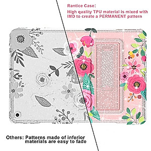 Rantice iPad 9th Generation Case, iPad 8th Generation Case, iPad 7th Generation Case, iPad Case for Women Girl Kids, Slim Shockproof Glitter Flower Clear Transparent iPad 10.2 Case with Kickstand