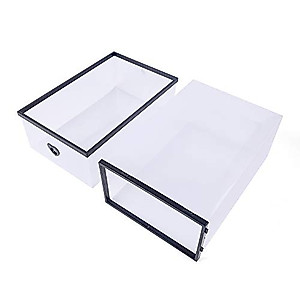 20 PCS Shoe Storage Boxes,Stackable Shoe Organizer with Lid,Clear Plastic Stackable Collapsible Shoe Organizer for Dining Room,Garden,Bedroom,12*8*5in